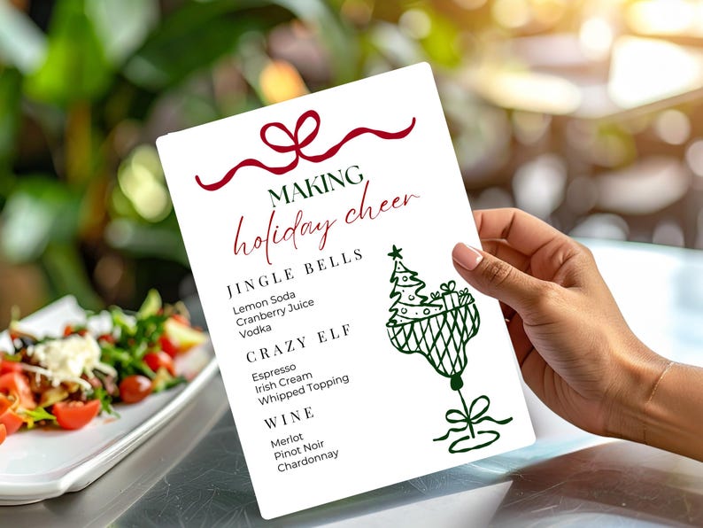 Christmas Bar Menu Template | Christmas Cocktail Menu | Christmas ...