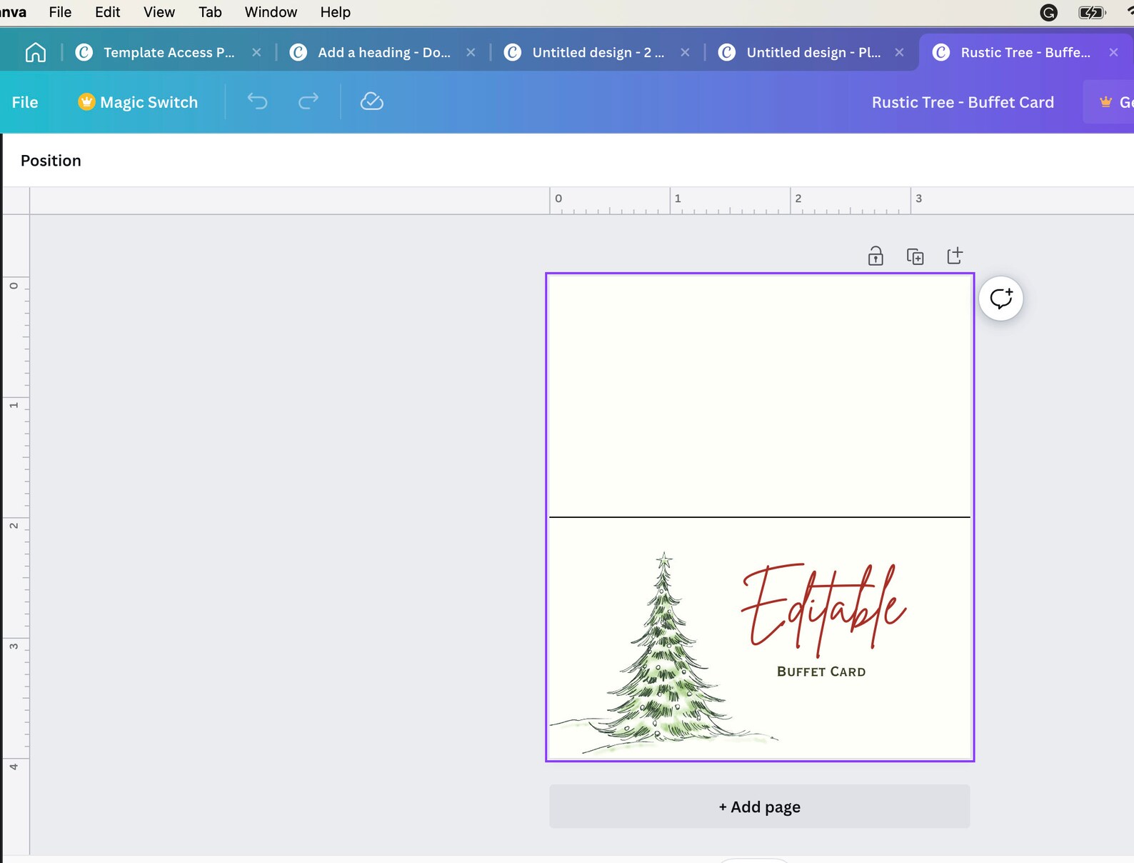 Christmas Buffet Card Template | Rustic Buffet Card Template | Food ...
