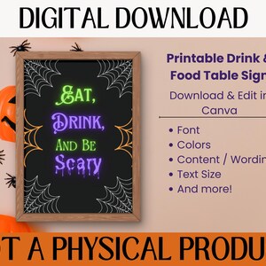 Printable Halloween Drink Table Sign - "eat, Drink, and Be Scary" | 5 ...