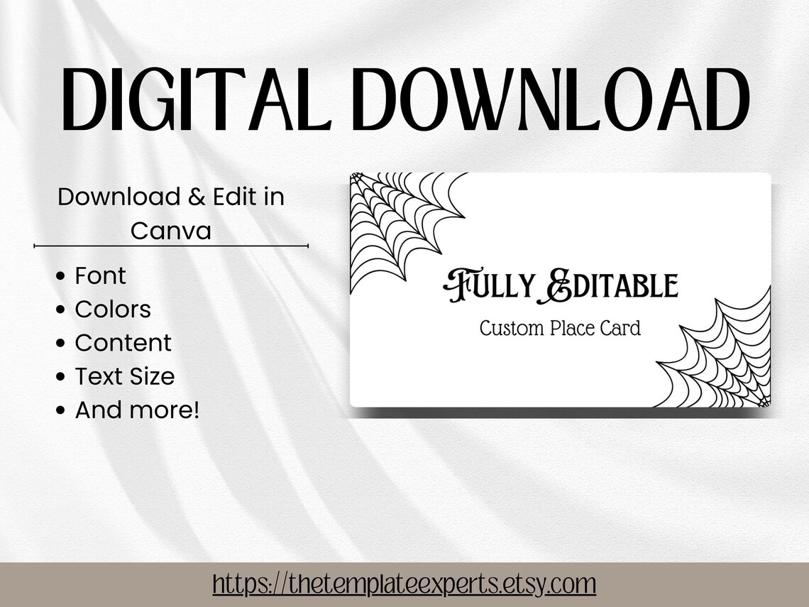 Halloween Place Card Template | Halloween Buffet Card Template | Spider ...