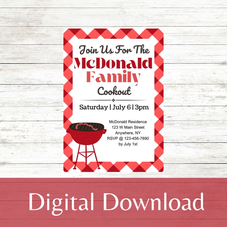 Family Cookout Invitation Template | Editable Cookout Invitation | BBQ ...