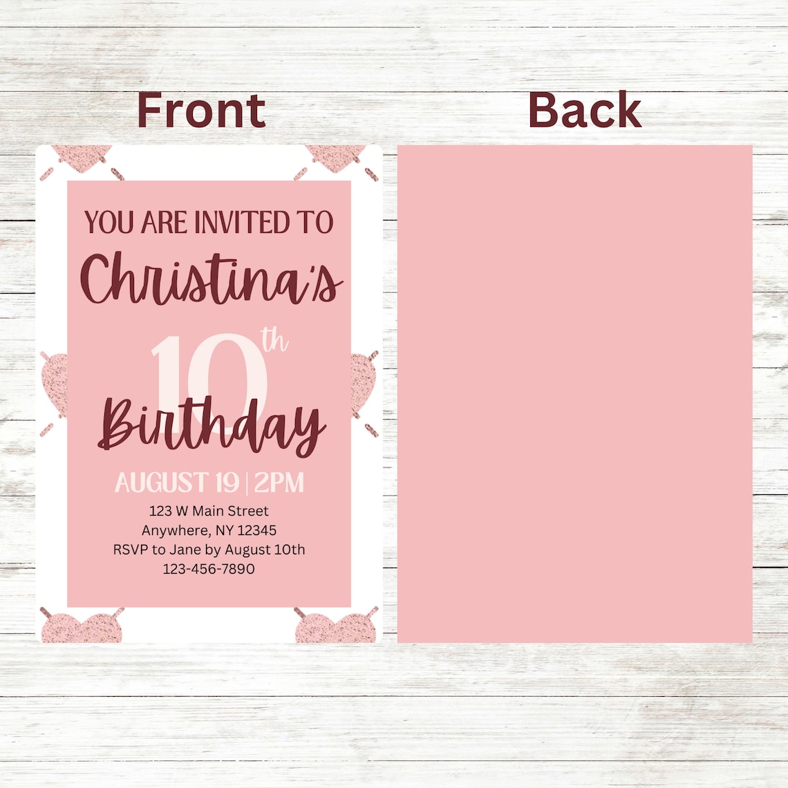 Rose Gold Birthday Invitation Template Editable Girls Birthday ...