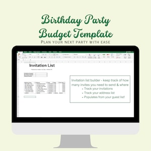 Birthday Party Budget Template: Excel Spreadsheet (digital Download) - Etsy