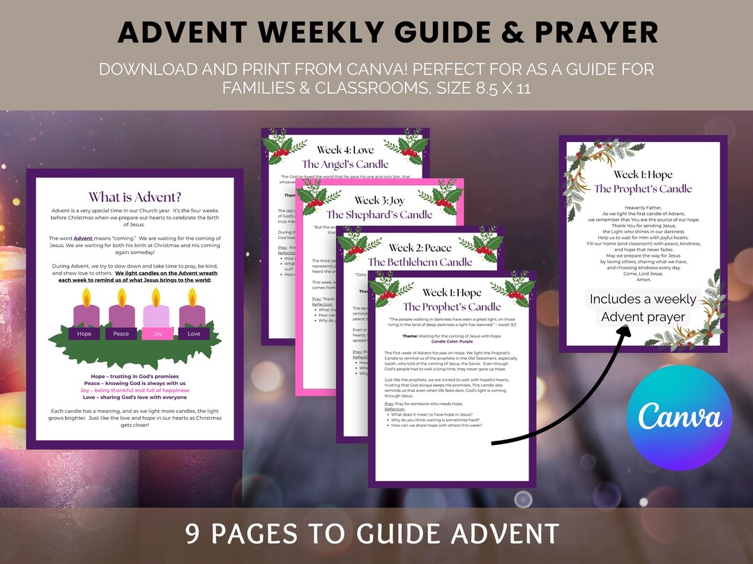 Printable Meaning of Advent Guide | Weekly Advent Prayer | Printable ...