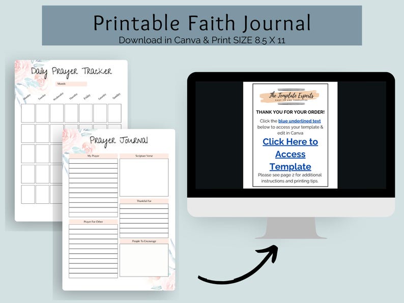 Printable Faith Journal Template: Prayer & Bible Study (digital ...