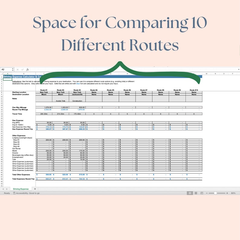 Travel Expense - Gas Calculator Template | Excel Instant Download ...