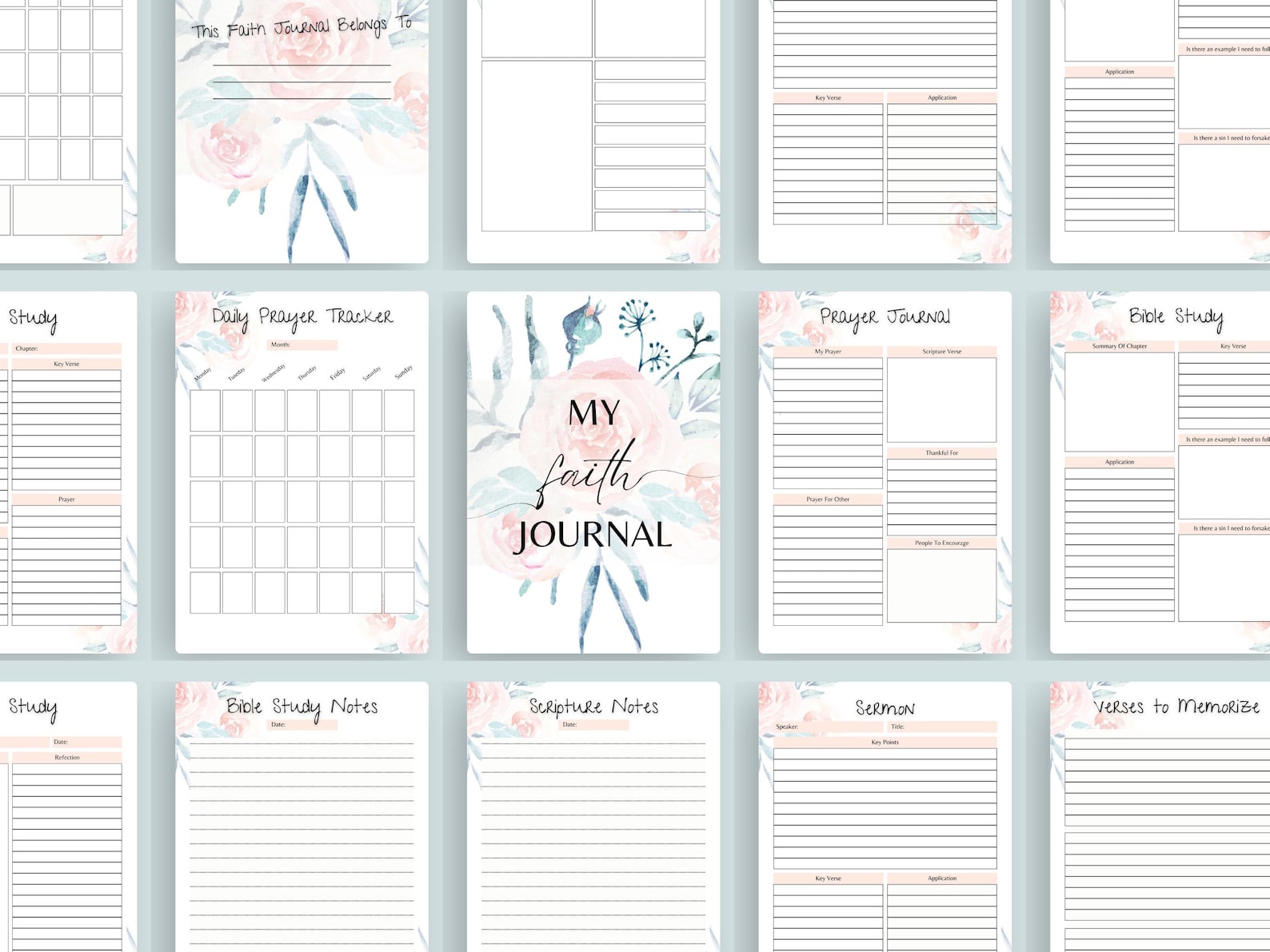 Printable Faith Journal Template: Prayer & Bible Study (digital ...