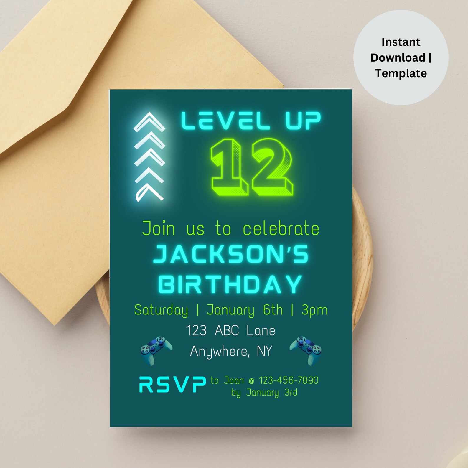 Level up Birthday Invitation Template | Editable Boys Birthday ...