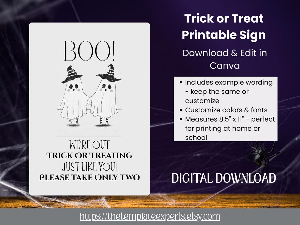 Printable Trick or Treat Candy Sign | Halloween Candy Bowl Sign ...