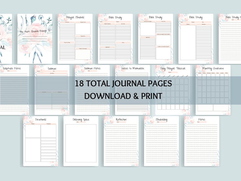 Printable Faith Journal Template: Prayer & Bible Study (digital ...