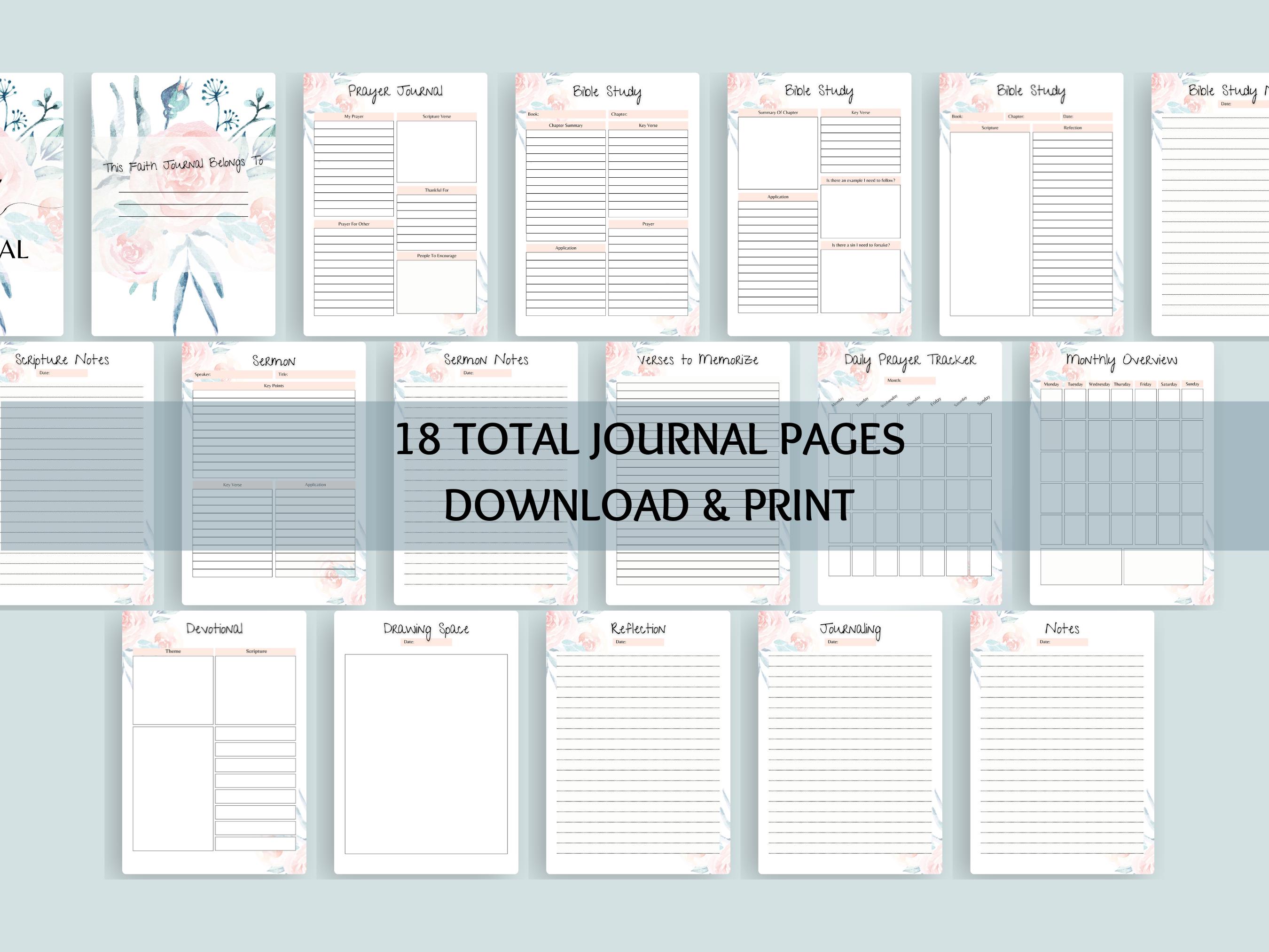 Printable Faith Journal Template: Prayer & Bible Study (digital ...