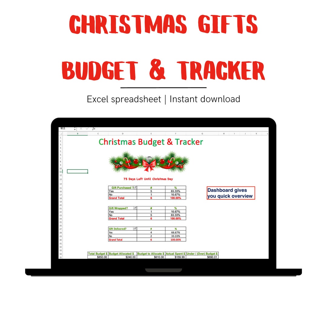 Christmas Budget | Christmas Gift Tracker | Christmas Spreadsheet ...