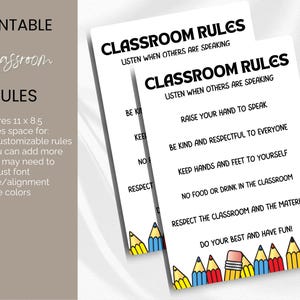 Printable Classroom Rules Template: Customizable Class Handout (8.5" X ...