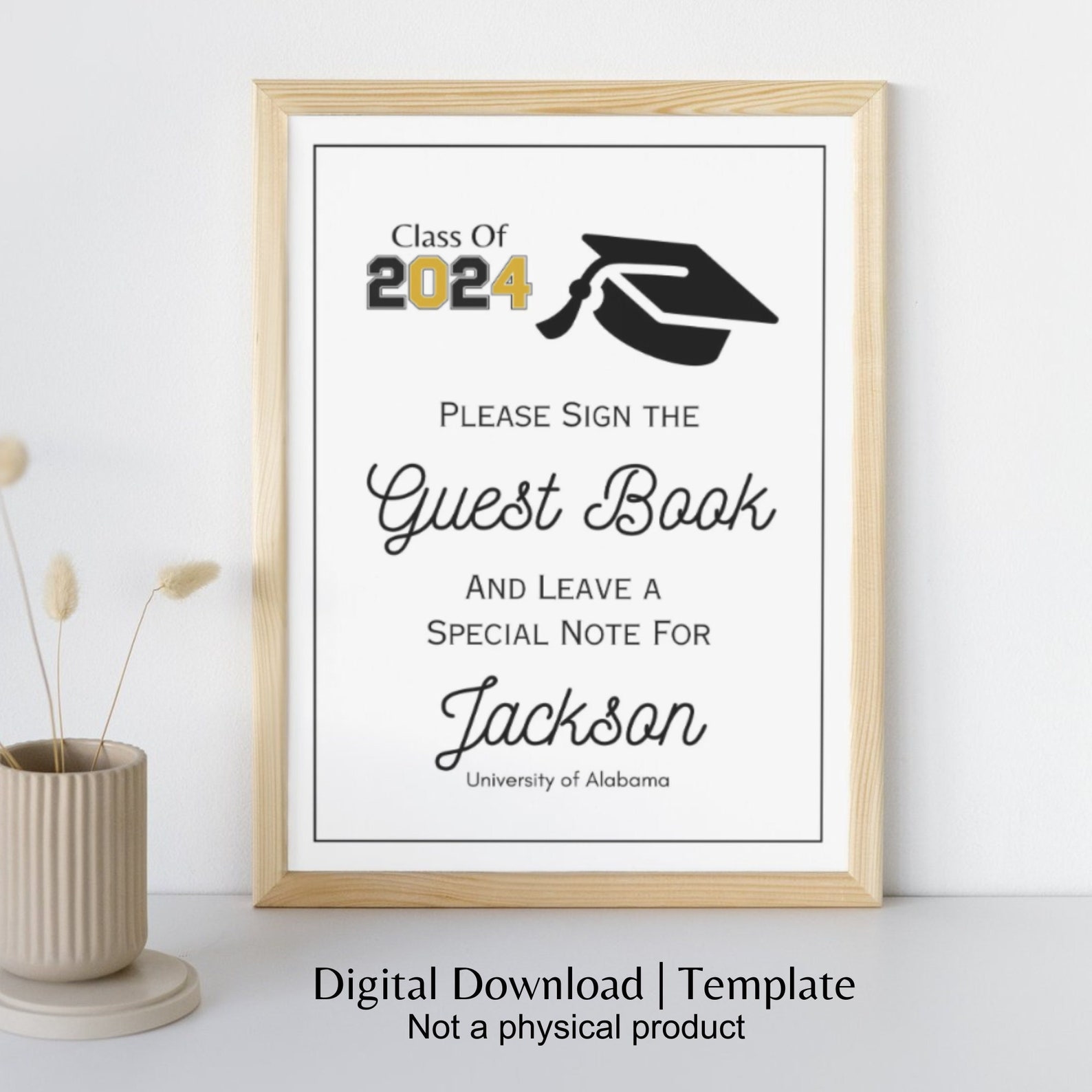 Graduation Guest Book Sign Template | Printable Graduation Guest Book ...