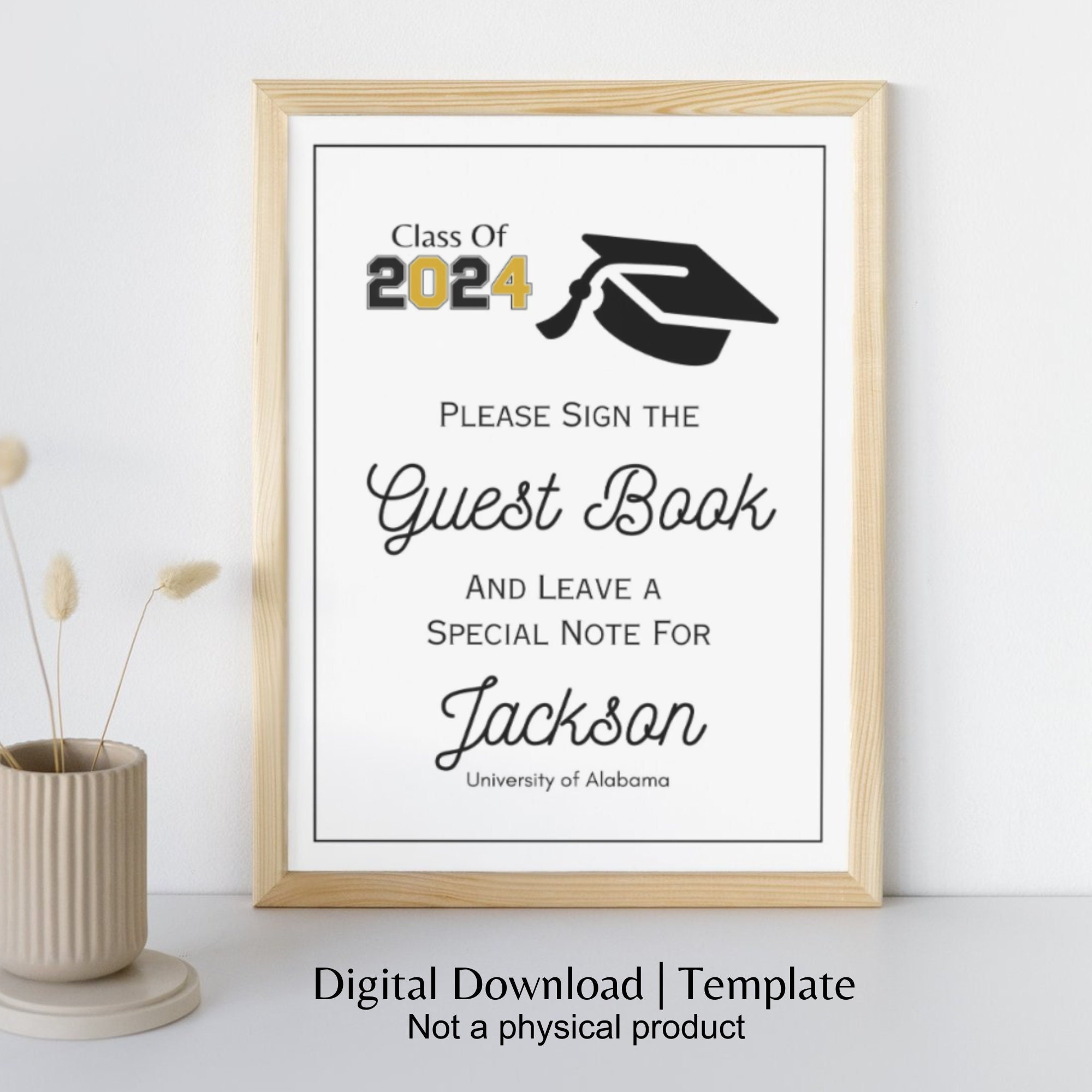 Graduation Guest Book Sign Template | Printable Graduation Guest Book ...