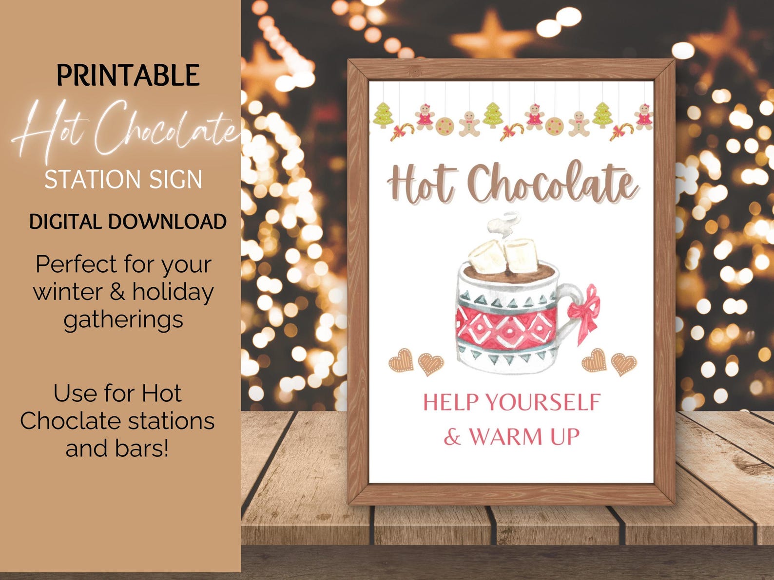 Editable Hot Chocolate Bar Sign Template, Printable Hot Chocolate ...
