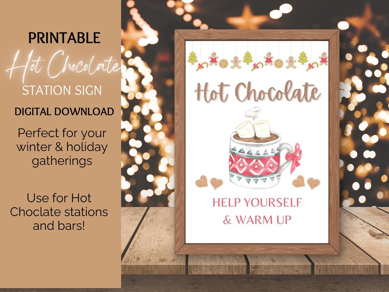 Editable Hot Chocolate Bar Sign: Holiday Party Printable (8x10 ...