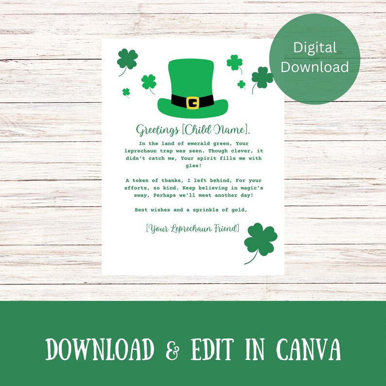 Leprechaun Letter for Kids | Editable Leprechaun Letter | Leprechaun ...
