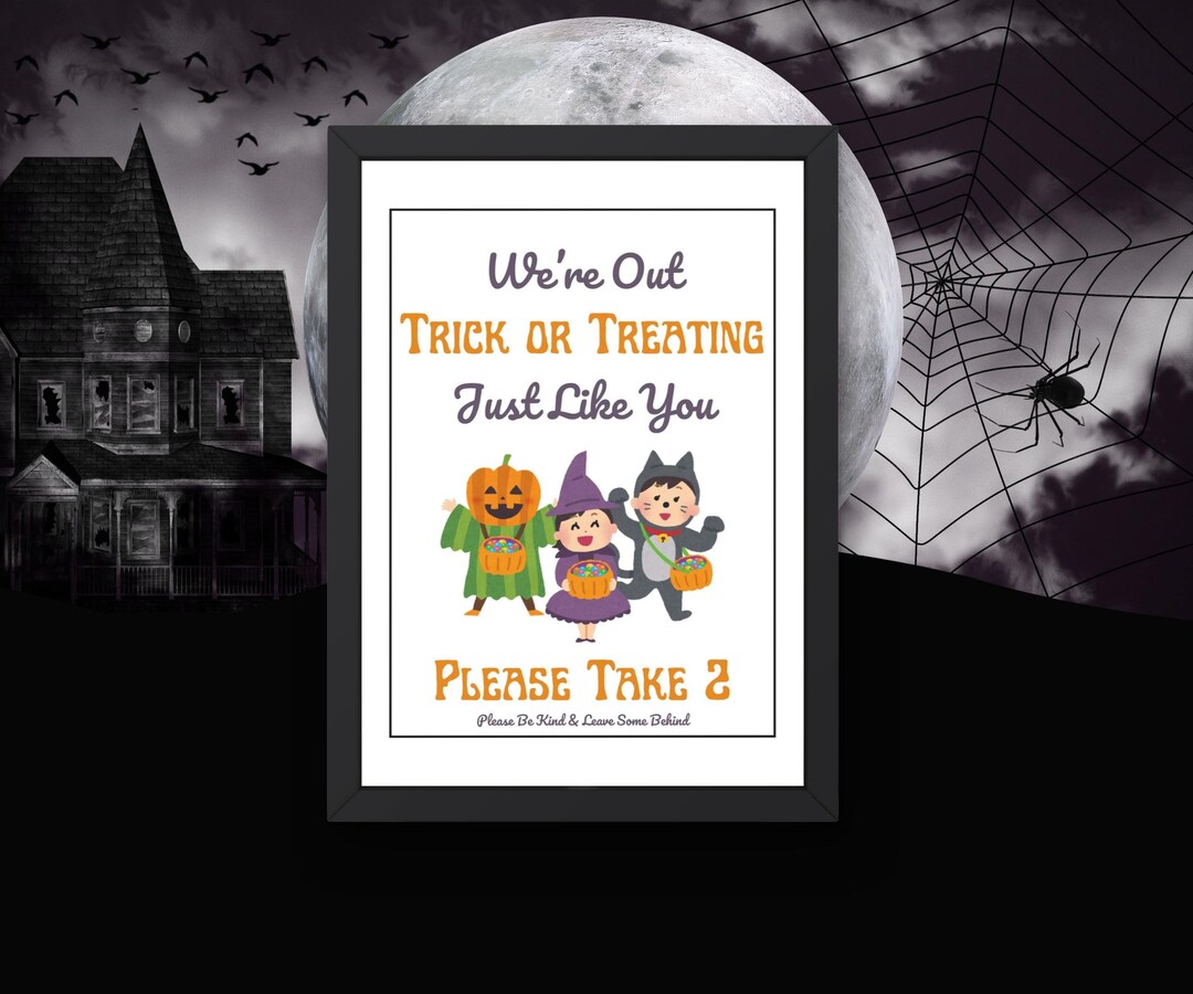 Trick-or-treat Candy Sign Template | Halloween Candy Bowl Sign ...