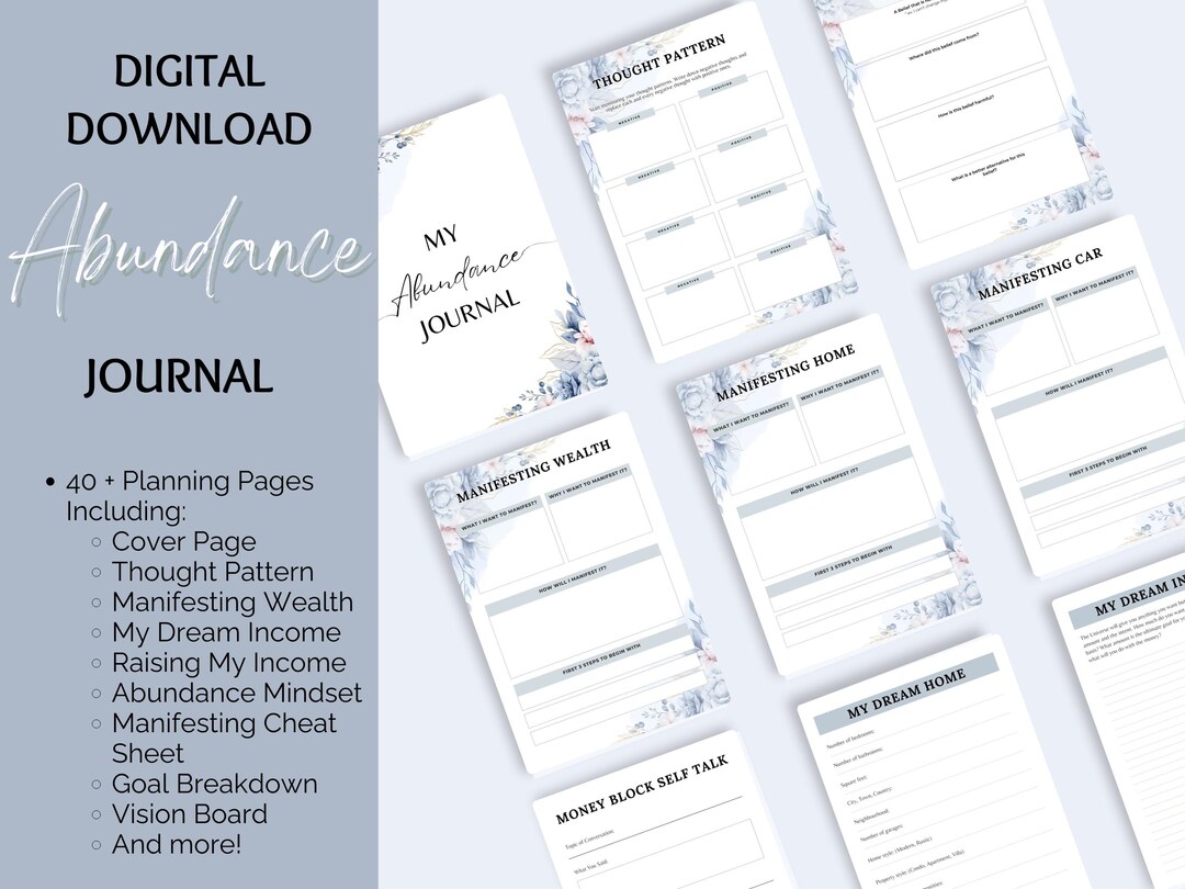 Printable Abundance Journal: Manifestation and Goal Planner - Etsy