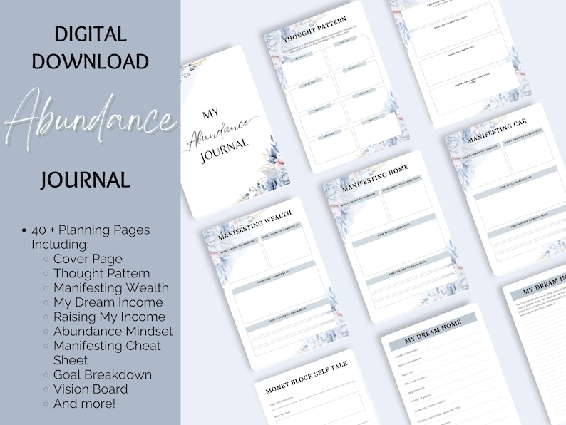 Printable Abundance Journal: Manifestation and Goal Planner - Etsy