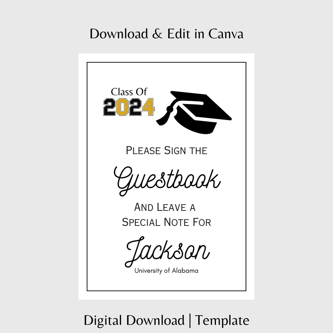 Graduation Guest Book Sign Template | Printable Graduation Guest Book ...
