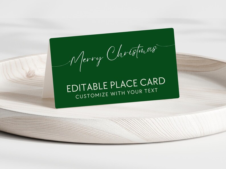 Christmas Buffet Card Template: Minimalist Green Place Cards (digital ...