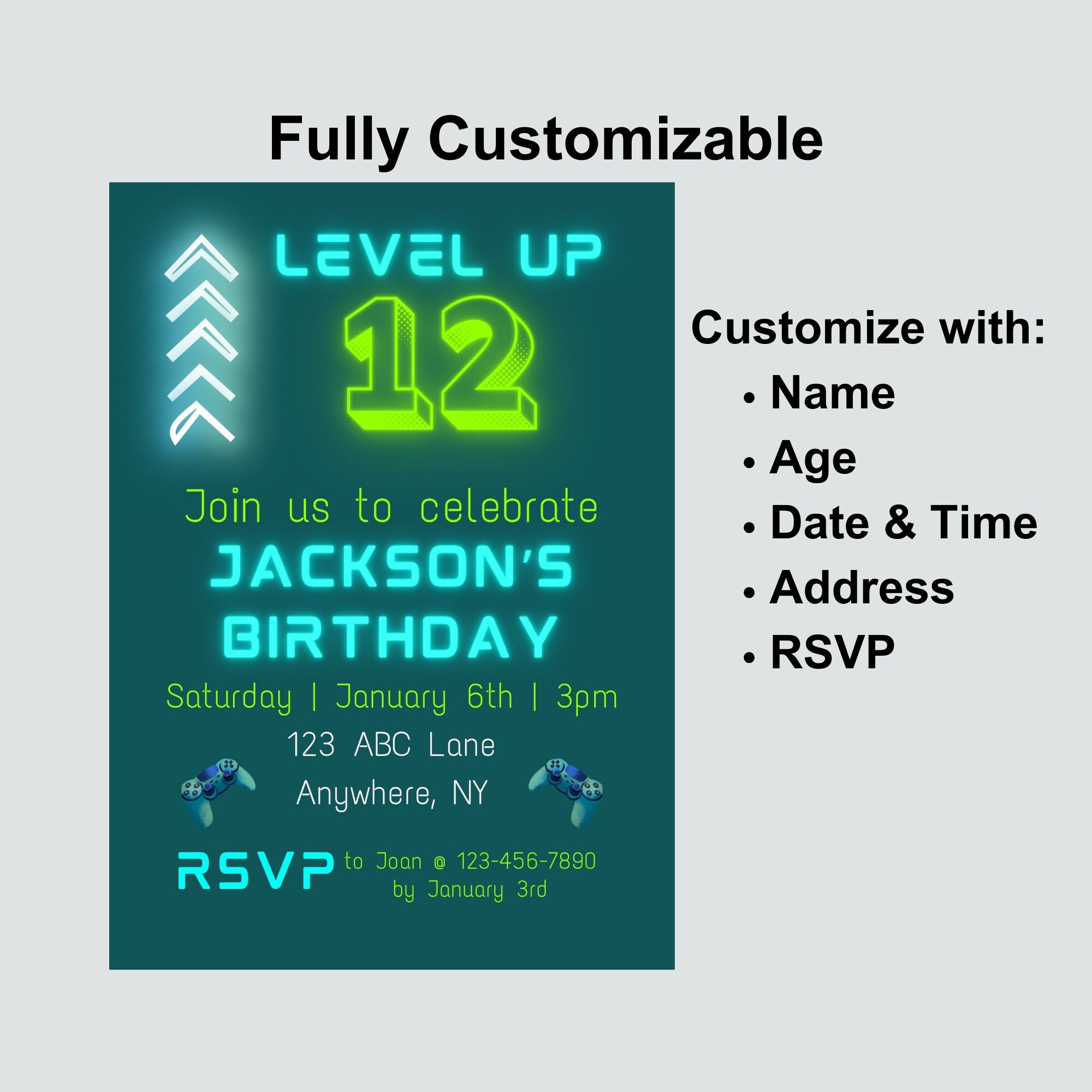 Level up Birthday Invitation Template | Editable Boys Birthday ...