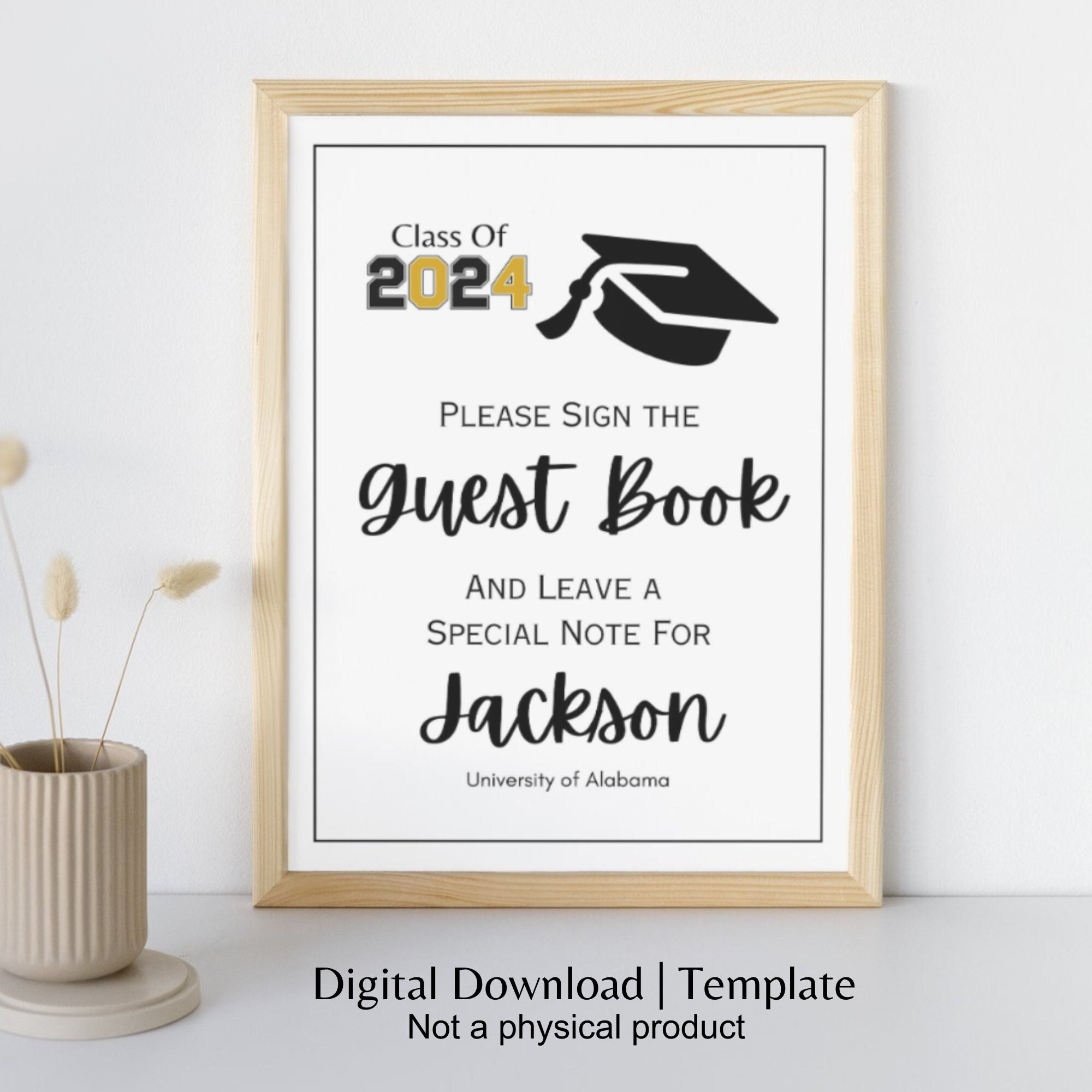 Graduation Guest Book Sign Template Printable Graduation Guest Book ...