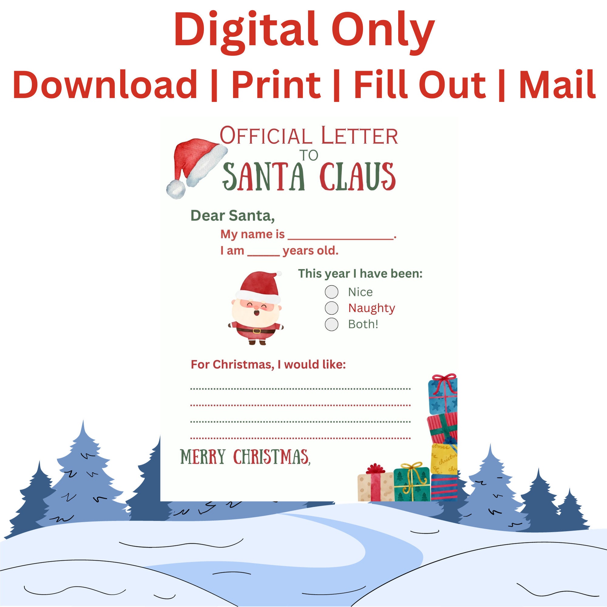 Letter to Santa, Printable Letter to Santa, Letter to Santa Template ...