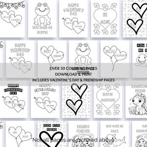 Valentine's Day Coloring Pages: Hearts, Frogs, Dinosaurs (digital ...