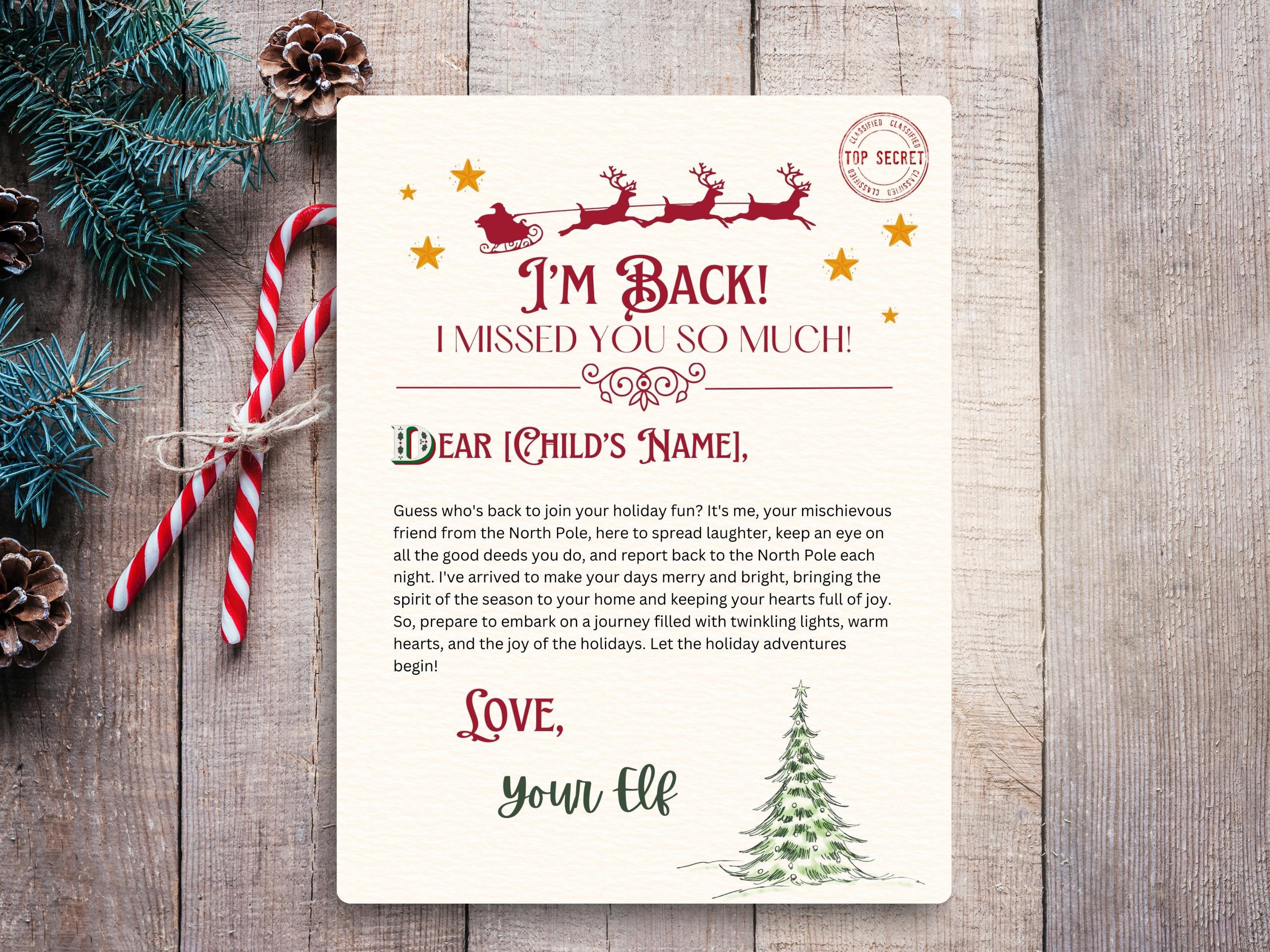 Editable Elf Arrival Letter | Printable Letter From Elf | Customizable ...