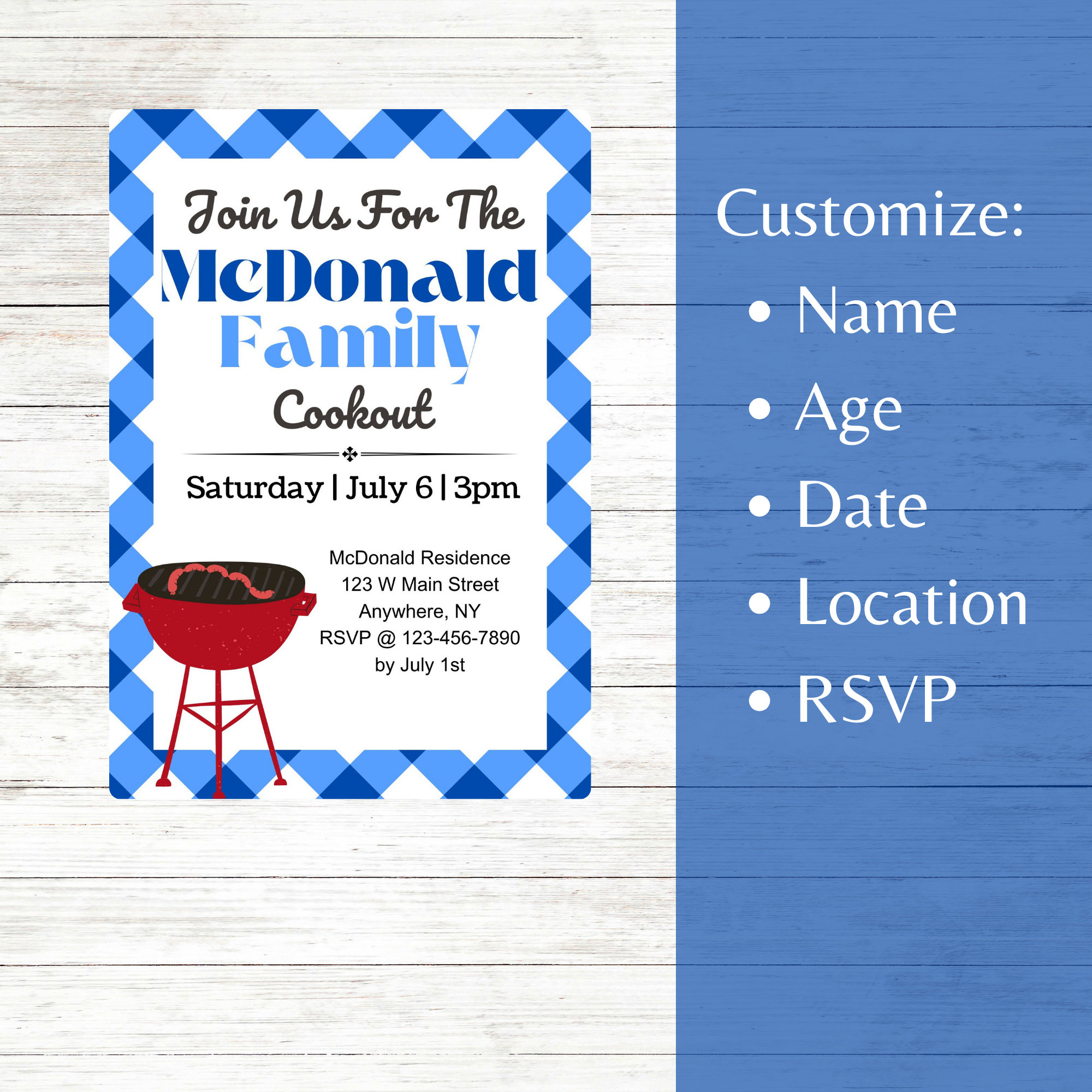 Family Cookout Invitation Template | Editable Cookout Invitation | BBQ ...
