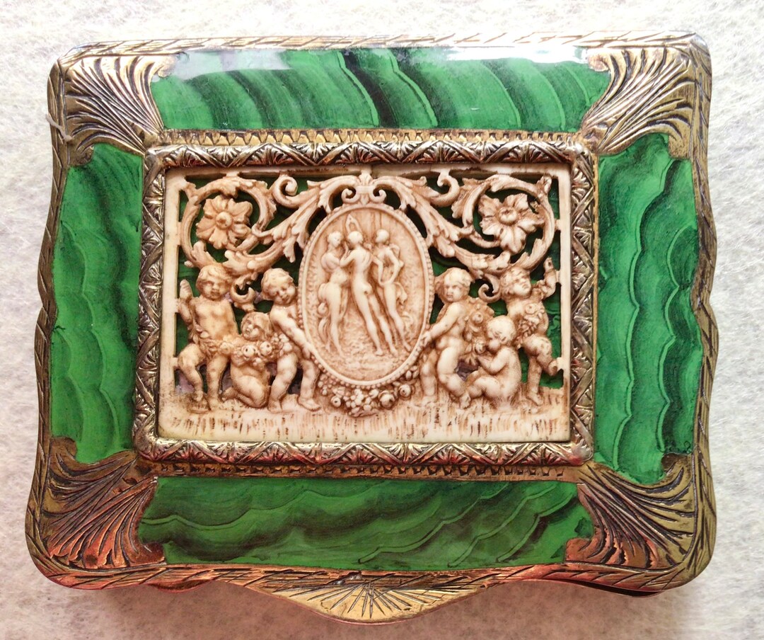 CLOSING SHOP SALE Vintage Italian Solid Silver Enamel Carved Bone ...