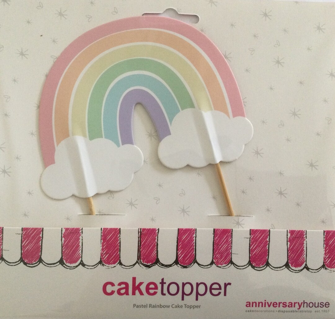 Rainbow Cake Topper Pastel Rainbow Cake Topper Birthday Cake Topper ...