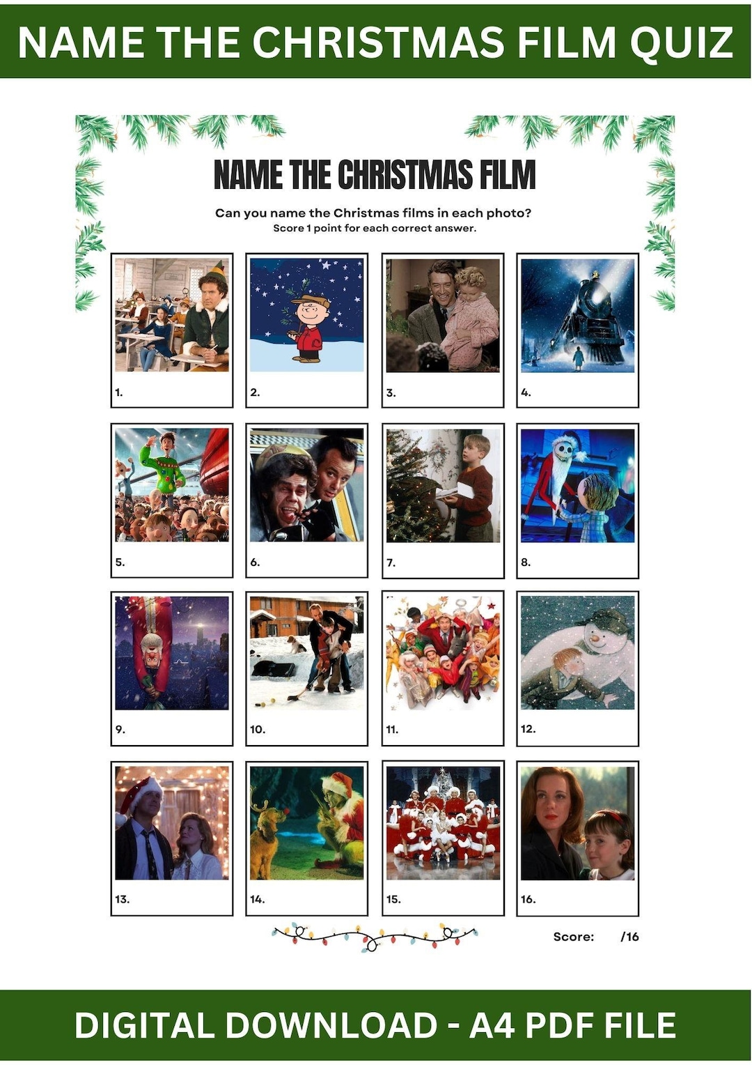 Guess the Christmas Movie Quiz. Name the Christmas Films. Printable ...