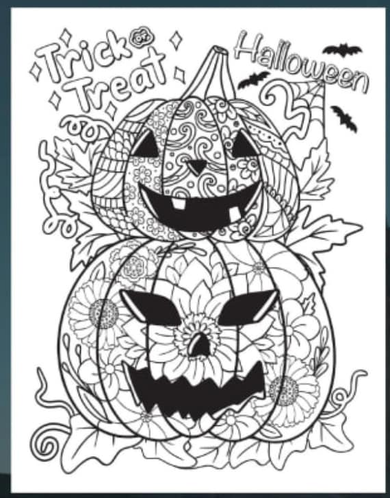 100 Digital Halloween Coloring Pages - Etsy
