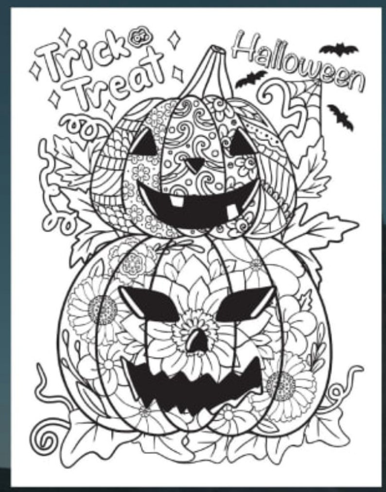 100 Digital Halloween Coloring Pages - Etsy