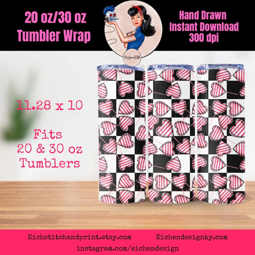 Skinny Tumbler Wrap - 20oz 30 Oz Heart Lollipops Punk Emo Suckers ...