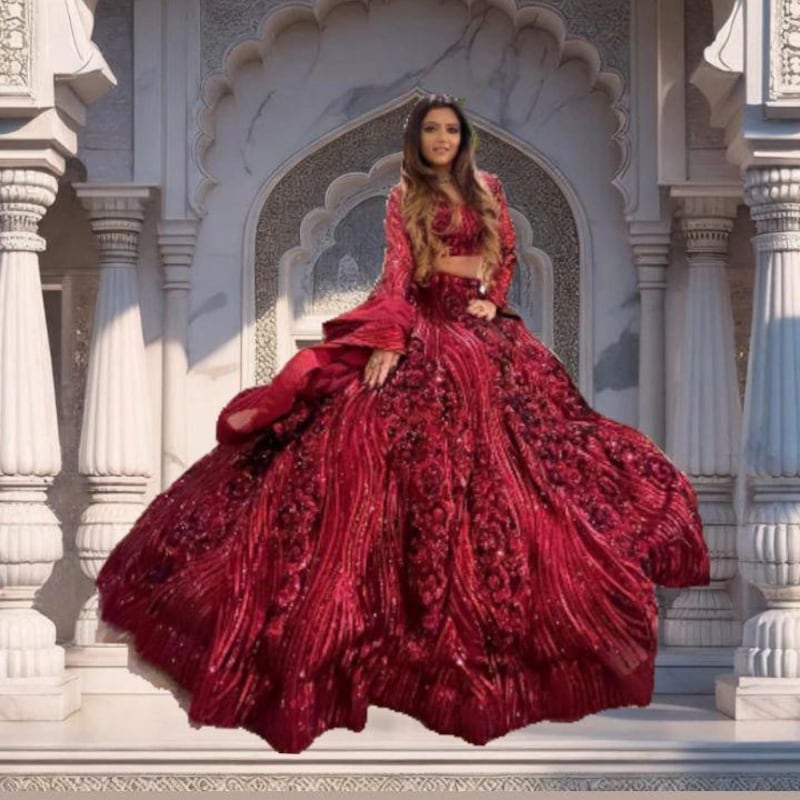 Red Bridal Lehenga - Etsy UK