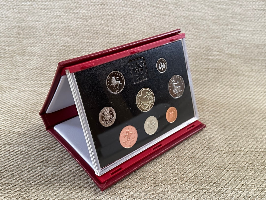 Royal Mint Deluxe Proof Coin Set Red Leather Case COA Choose Year Birthday Anniversary 1990 1991 ...