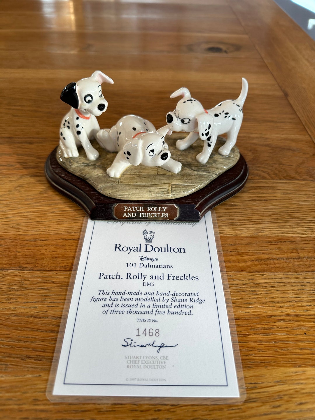 Vintage 1997 Royal Doulton 101 Dalmatians Patch Rolly Freckles Stand ...