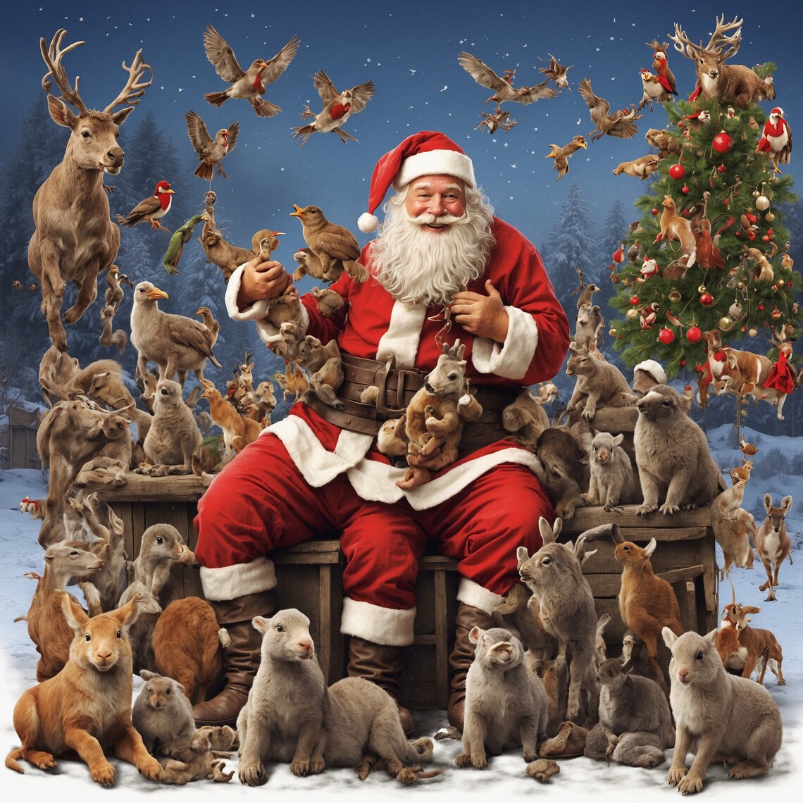 Set of 20 Santa and Reindeer Clipart Santa Claus Clipart - Etsy