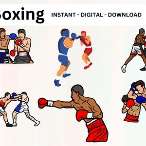 Set of 6 Boxing Svg Boxing Silhouette Boxing Clipart - Etsy