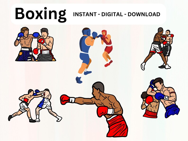 Set of 6 Boxing Svg Boxing Silhouette Boxing Clipart - Etsy