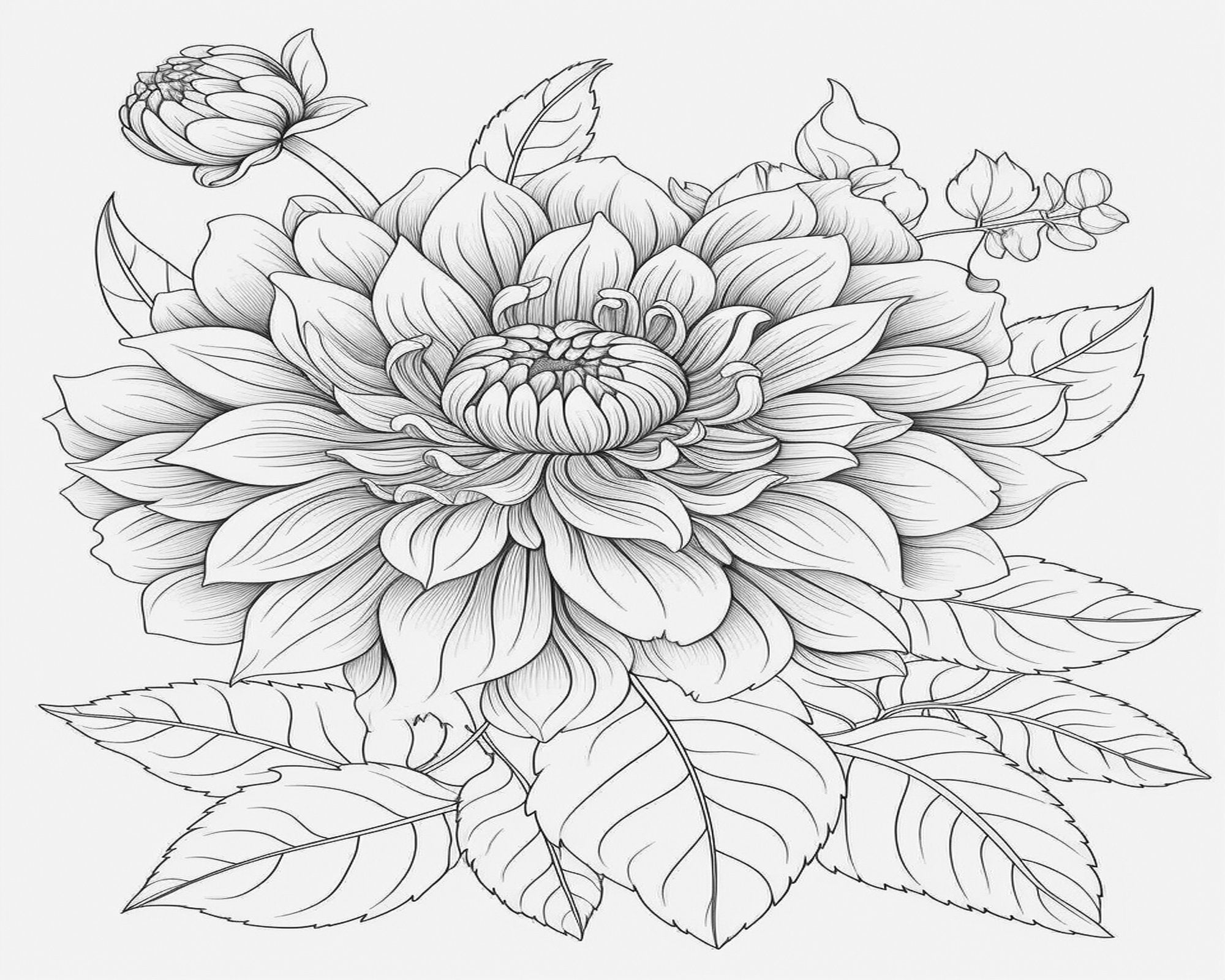 5 Colouring Pages, Flower Colouring Book, Floral Art, Floral Colouring ...