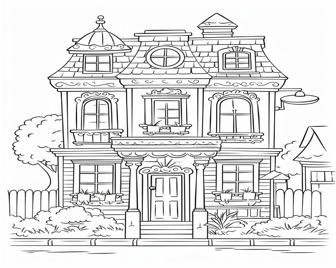 5 Colouring Pages House Colouring Book Printable Pages - Etsy
