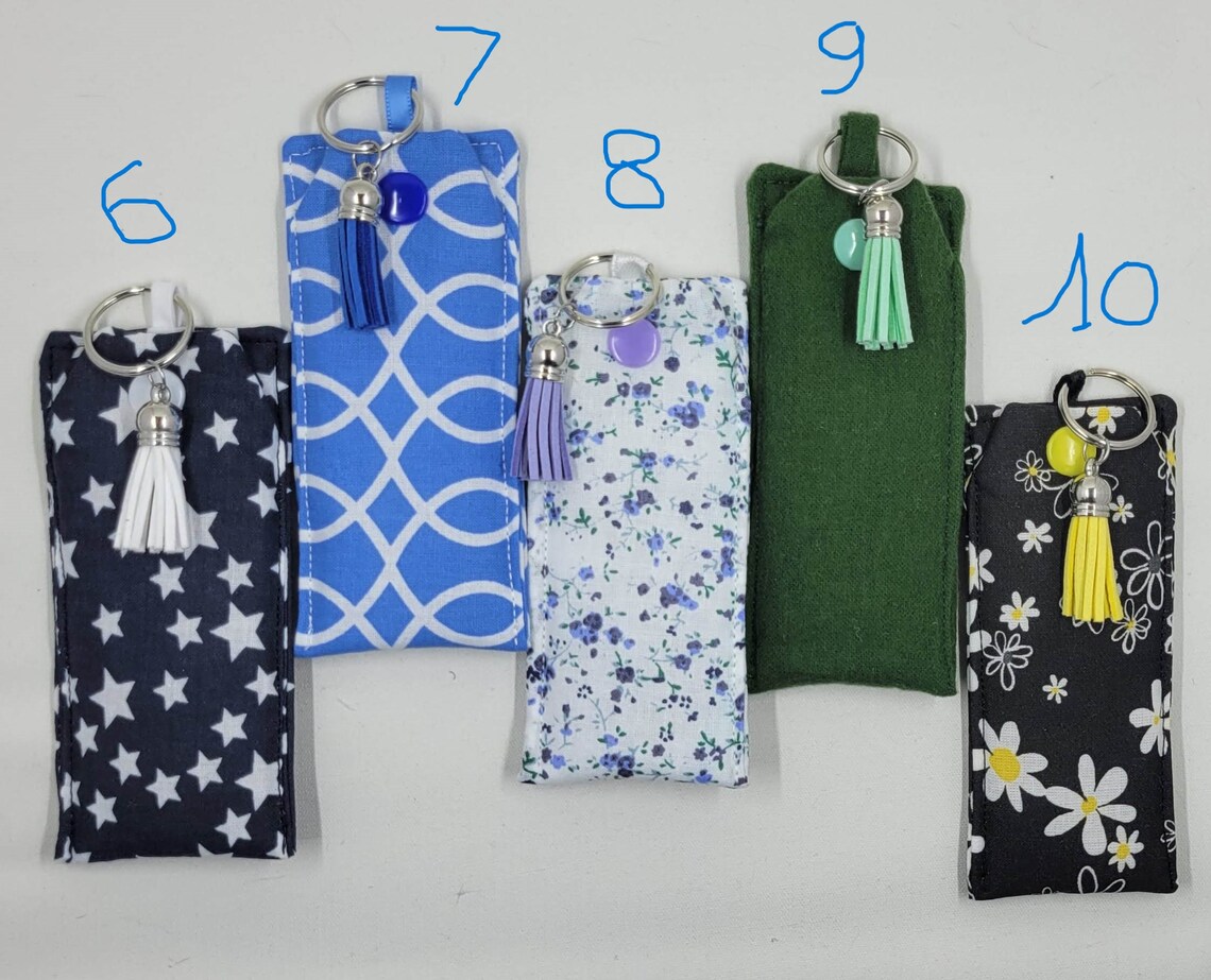 Chapstick Keychain Holder, Chapstick Holder, Fabric Chapstick Holder ...