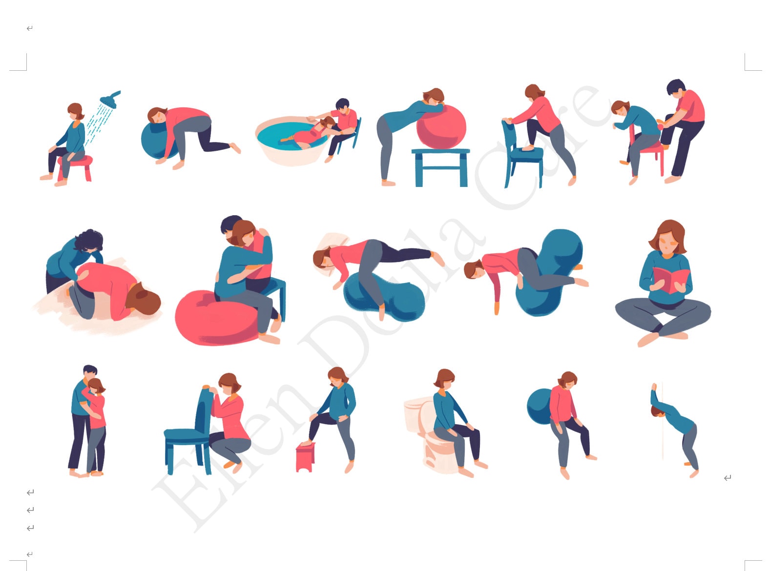 Labor Positions Printable Single Page Handout Childbirth - Etsy