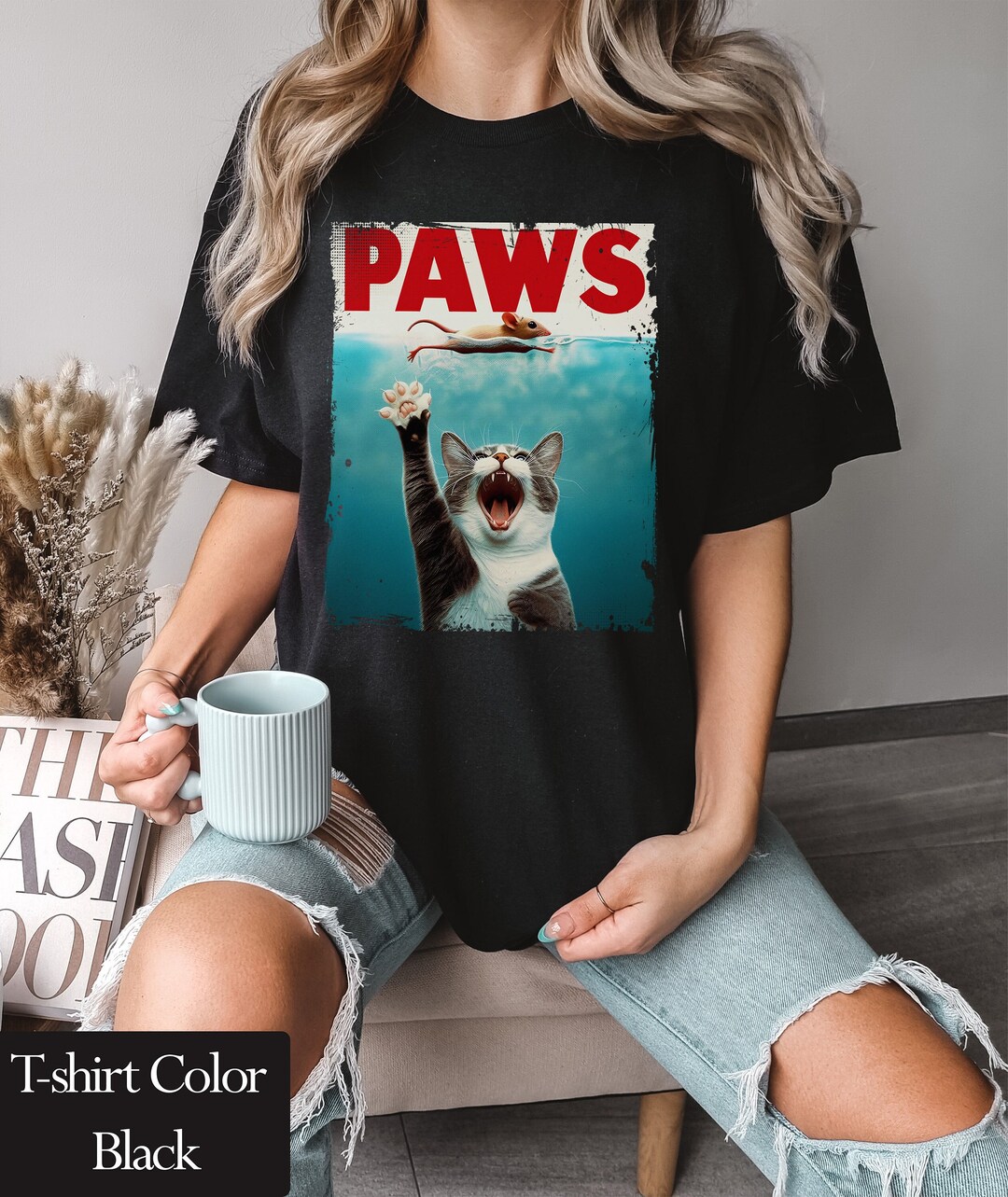 Paws Kitten Jaws Comfort Colors T-shirt | Funny Cat Movie Tee - Etsy
